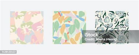 벡터 심플 플라워 일러스트 이음새가 없는 반복 패턴 3 디자인 세트 0명에 대한 스톡 벡터 아트 및 기타 이미지 0명 꽃 식물 디자인 Istock