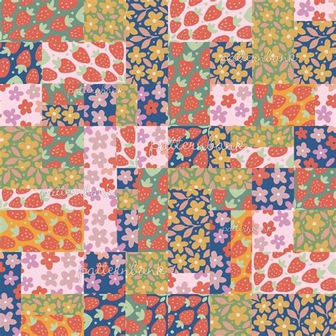 Picnic Patchwork Pattern By Rebecca Devane Seamless Repeat Royalty Free