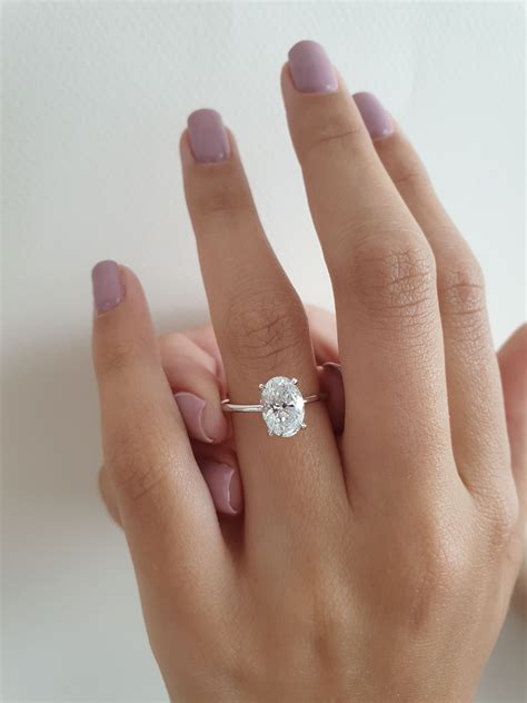 Oval Diamond Engagement Ring 162carat Oval Shape 14k White Gold