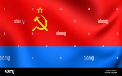 3d Flag Of The Ukrainian Soviet Socialist Republic Ukrainian Ssr Stock