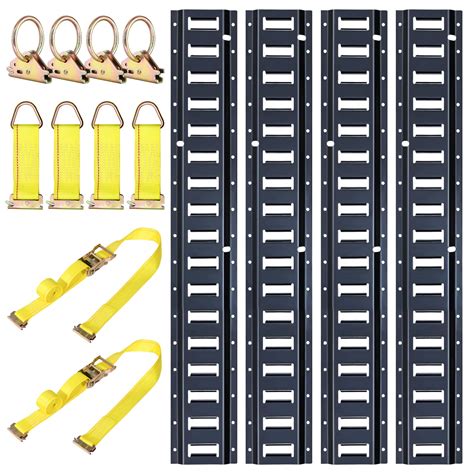 Trekassy 8ft E Track Rail Tie Down Kit 4 Pack 8 E Track Rails And 10 Etrack Accessories For