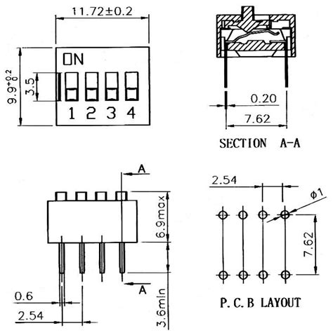 3 Position Dip Switch 6 Pin Spst