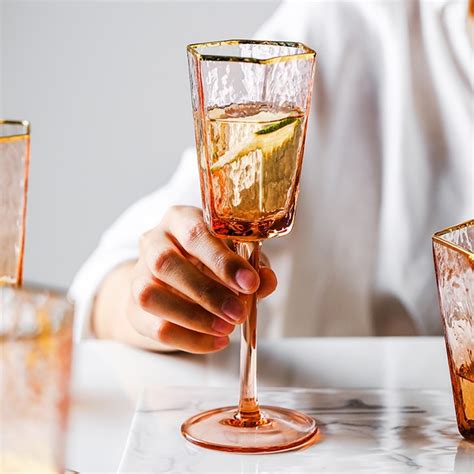 클래식 유리 와인 컵 높은 피트 샴페인 넓은 유리 주스 컵 물 음료 컵 골드 테두리와인 잔 Aliexpress