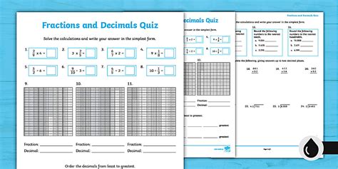 Fractions And Decimals Grade 6 Quiz Twinkl Ca Twinkl