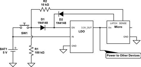 Button Latching Power With Ldo Enable Pin Electrical Engineering