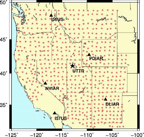 Map Showing Usarray Stations Red Stars In The Period 2006 2008