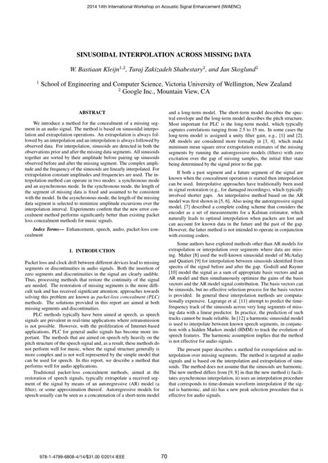 Pdf Sinusoidal Interpolation Across Missing Data