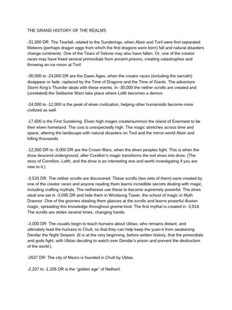 Storia Di Abeir Toril The Grand History Of The Realms Dnd Pdf