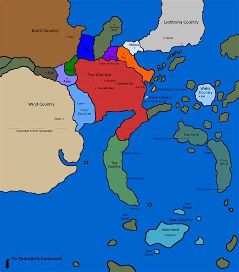Map Of The Five Great Shinobi Nations In Naruto World