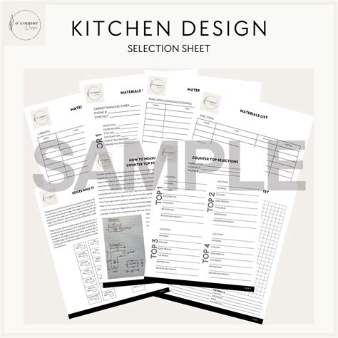 Kitchen Design Selection Sheet Cabinet Countertop And Material
