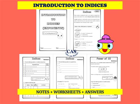 Introduction To Indices Exponents Notes And Worksheets Teaching