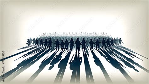 Majestic Soldiers Marching In Formation Bold Silhouettes With Guns