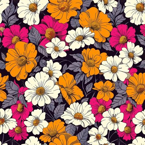 Floral Reapeating Pattern With Flowers On Background Premium Ai