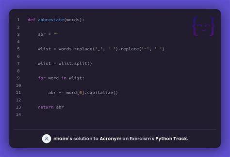 Nhaires Solution For Acronym In Python On Exercism