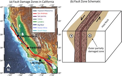 A Map Of California Faults With Documented Fault Damage Zones B A