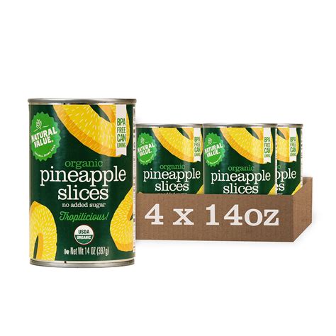 Organic Pineapple Sliced 14oz 4pk Natural Value