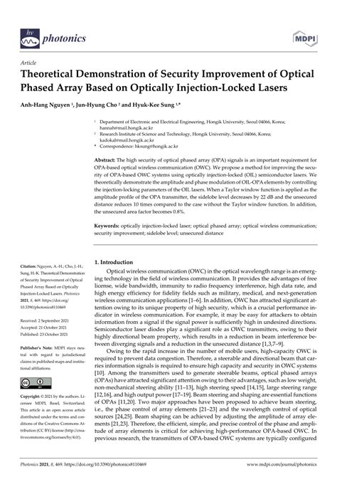 Pdf Theoretical Demonstration Of Security Improvement Of Optical Phased Array Based On