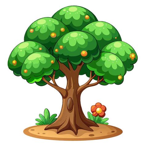 Vibrant 2d Cartoon Game Tree Vector For Eye Catching Game Environments
