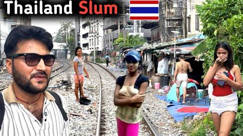 Thailand Slum Area Near Railway Tracksbangkok Slum Areathailand Bangkok Youtube
