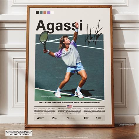 Andre Agassi Poster Tennis Legend Framed Tennis Print Grand Slam
