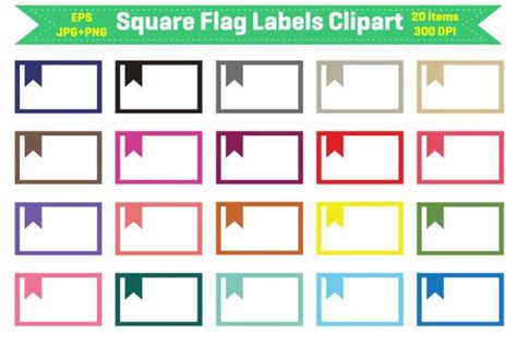 Square Flag Labels Clipart Graphic By Actual Pixel · Creative Fabrica