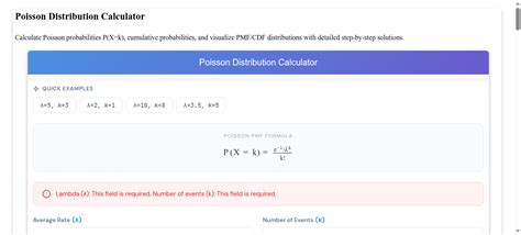 Poisson Distribution Calculator Probability Pmf Cdf With Steps
