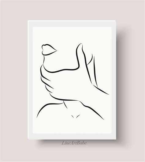 Chocking Line Art Sensual Digital Print Minimalist Erotic Artwork Sex Wall Decor Nude