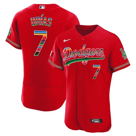 Mens Julio UrÃŒas Los Angeles Dodgers Mexico Flex Base Limited Red Jersey All Stitched