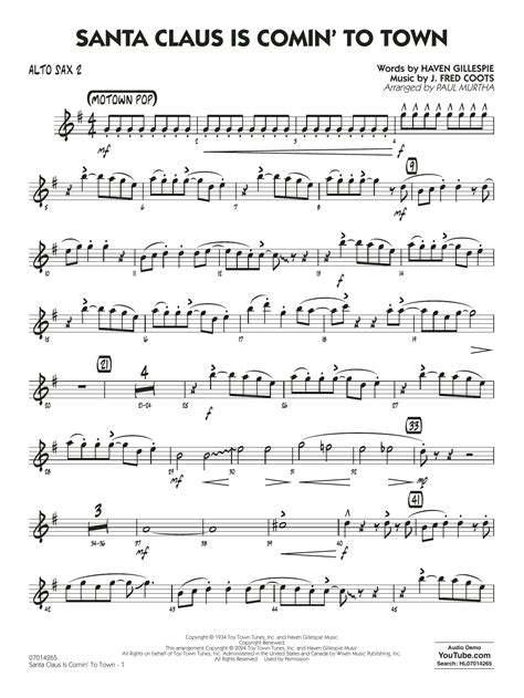 Santa Claus Is Comin To Town Arr Paul Murtha Alto Sax 2 By The