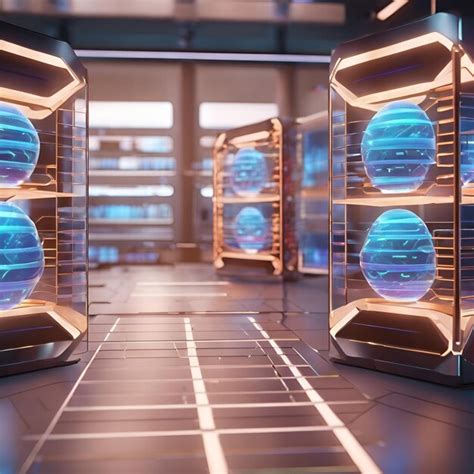 A Futuristic Dna Sequencing Lab With Holographic Dna Structures