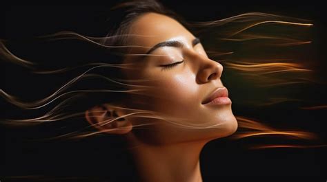 Premium Ai Image Generative Ai A Woman With Closed Eyelids And Light