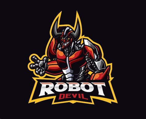 Devil Robot Mascot Logo Design Premium Vector