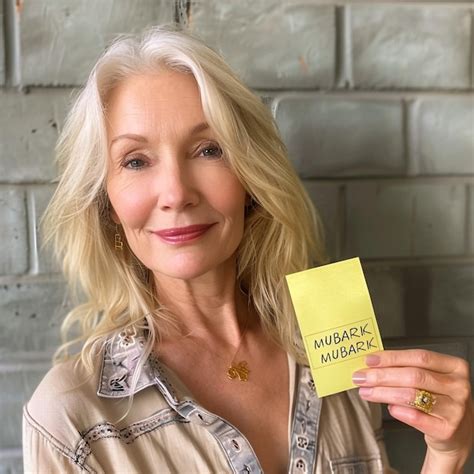 Premium Photo The Most Beautiful 58 Year Old Caucasian Lady Holding A Postit Note On Her Other