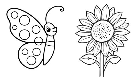 Página Para Colorear De Mariposa Y Girasol Crea Tu Propio Dibujo Para