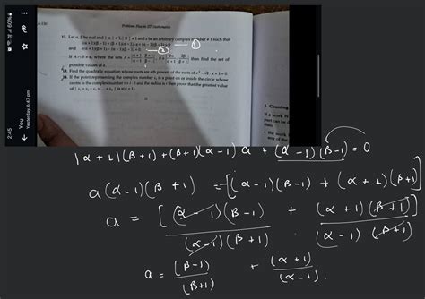 Problems Plus In Iit Mathematics12 Let αβ Be Real And ∣α∣ 1∣β∣ 1 An