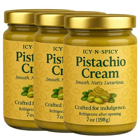 Icy N Spicy Pistachio Cream Spread 3 Pack 7oz Jars Sweet And Nutty