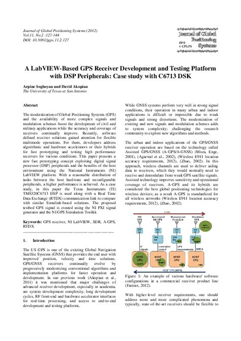 Pdf A Labview Based Gps Receiver Development And Testing Platform