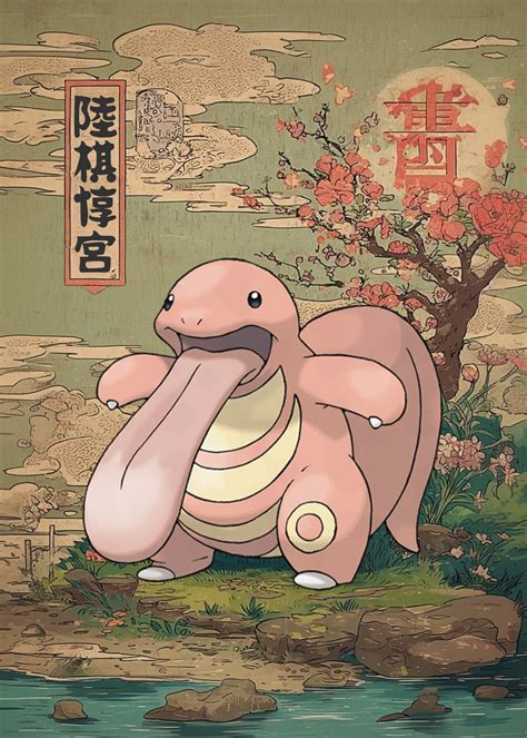 Lickitung Pokemon Print Japanese Style Pokemon Wall Art Brighton