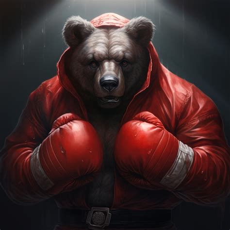 Boxing Bear Premium Ai Generated Image