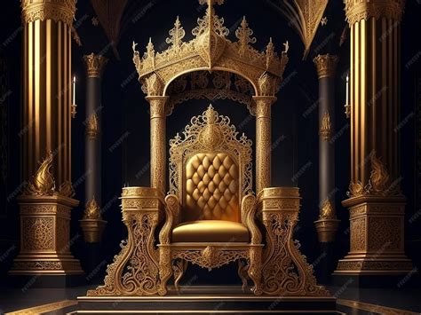 Premium Photo Golden Filigree Throne Room In A Medieval Castle King