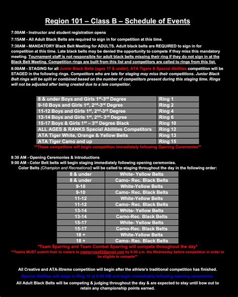 Tournament Schedule