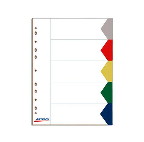 Cod 1720000 Separadores Index Pp X 5 Div Colores Artesco Cimertec