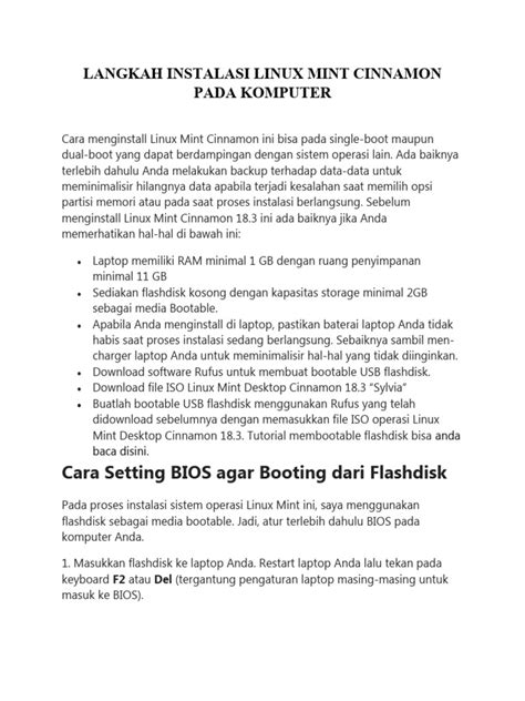 Langkah Instalasi Linux Mint Cinnamon Pada Komputer Oleh Muhammad Najib