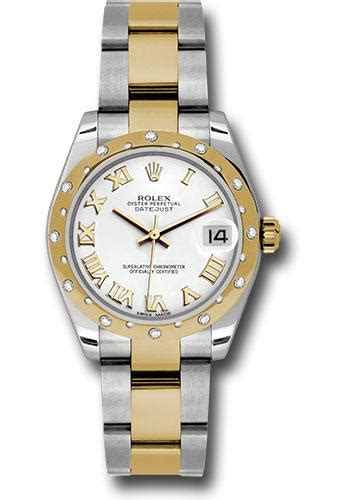 Rolex Steel And Yellow Gold Datejust 31 Watch 24 Diamond Bezel Whi