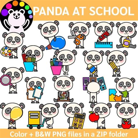 Panda At School Clipartmade By Panda Clipart By Panda Clipart Tpt