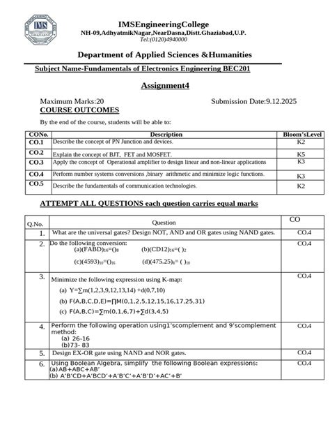 Electronics Engineering Assignment 4 Pdf