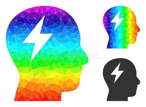 vector triangle filled brainstorming icon with rainbow gradient stock
