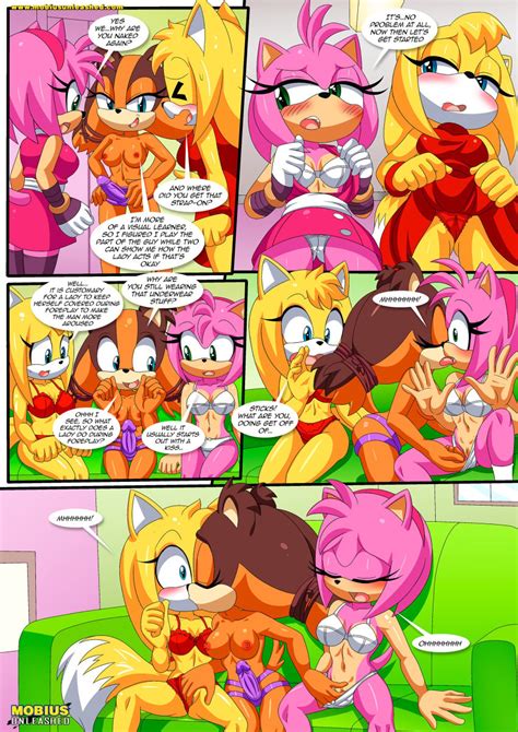 Rule 34 3girls Amy Rose Anthro Bbmbbf Blush Breasts Comic Dialogue Female Female Female Female