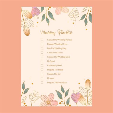 Premium Vector Wedding Planning Checklist Template