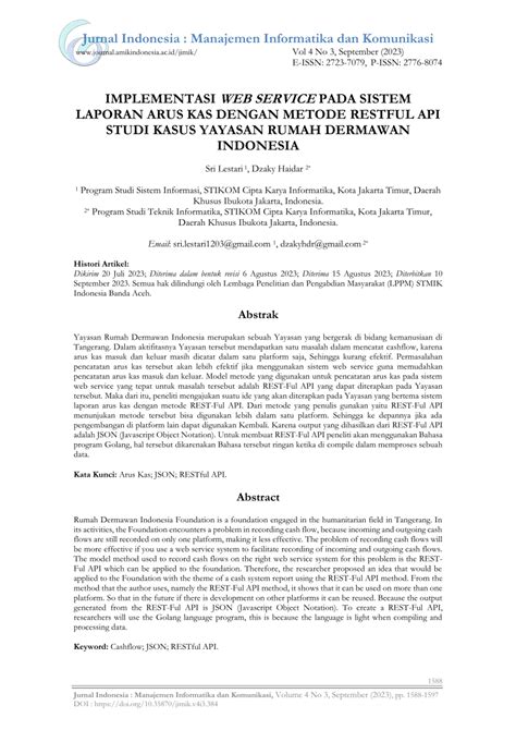 PDF IMPLEMENTASI WEB SERVICE PADA SISTEM LAPORAN ARUS KAS DENGAN METODE RESTFUL API STUDI